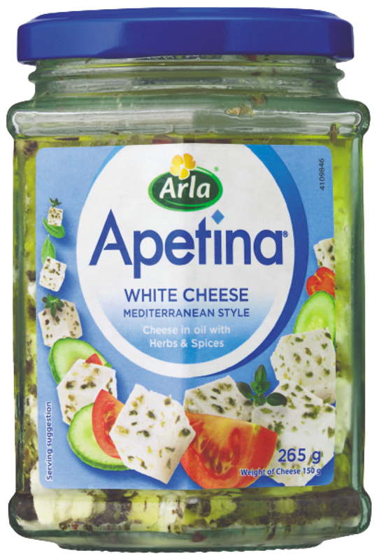 Apetina® Feta - White Cheese Cubes in Oil with Herbs and Spices 265g